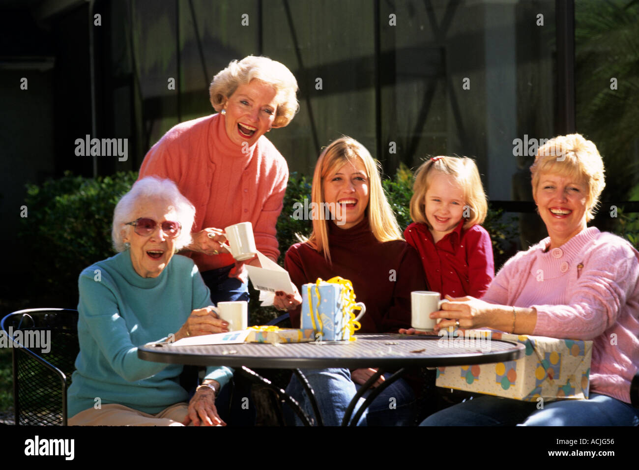 Authentic family of five generations ages 97 72 48 25 and 6 Stock Photo ...