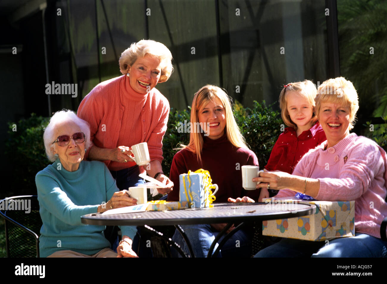 Authentic family of five generations ages 97 72 48 25 and 6 Stock Photo ...