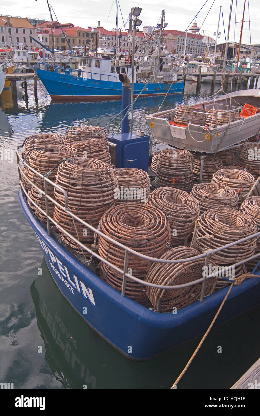 Crayfish pots on fishing boat tasmania hi-res stock photography and ...
