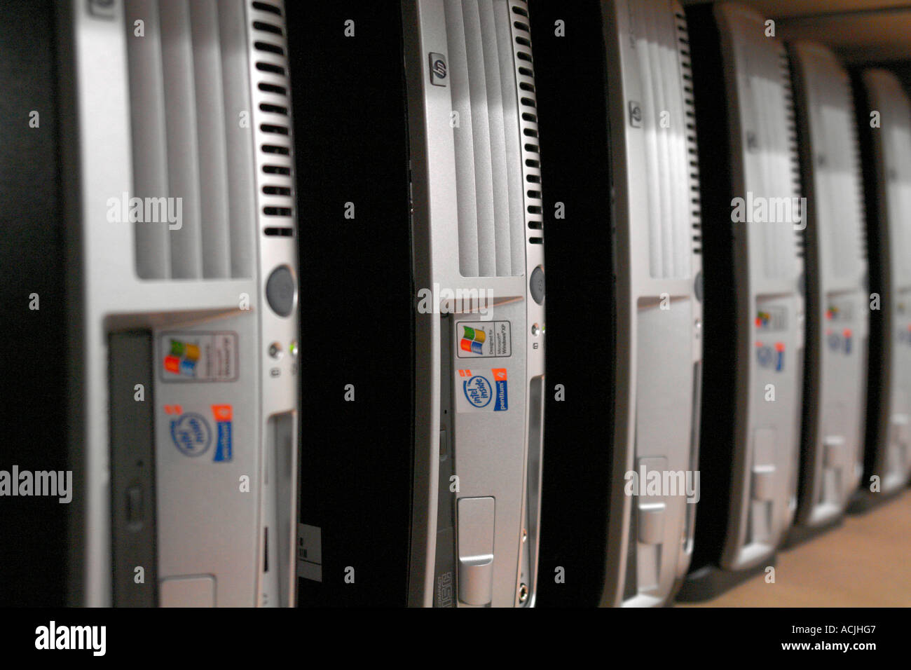 Rack of PCs - personal computers used as servers Stock Photo - Alamy