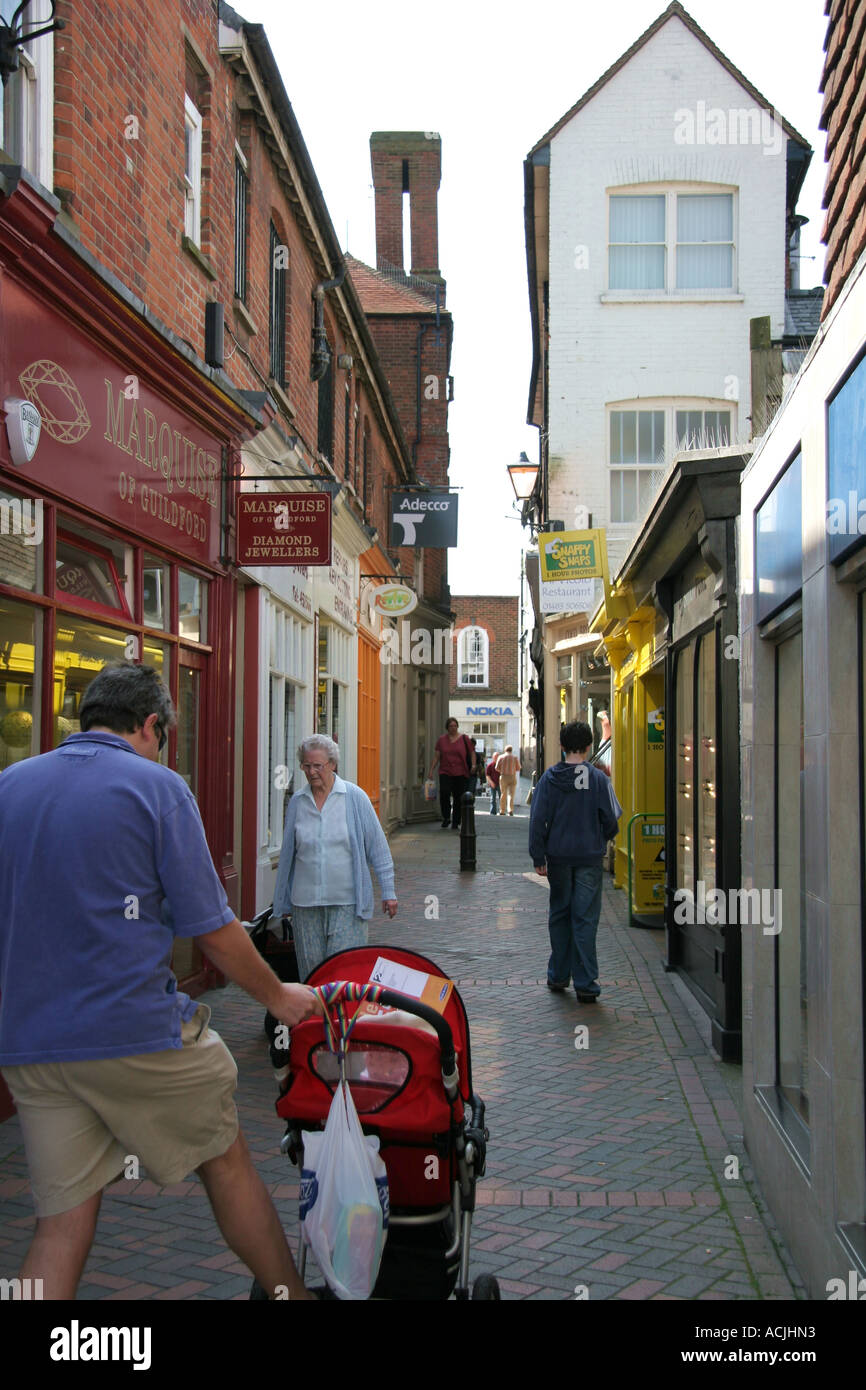 Side street in Guildford shopping centre Stock Photo - Alamy