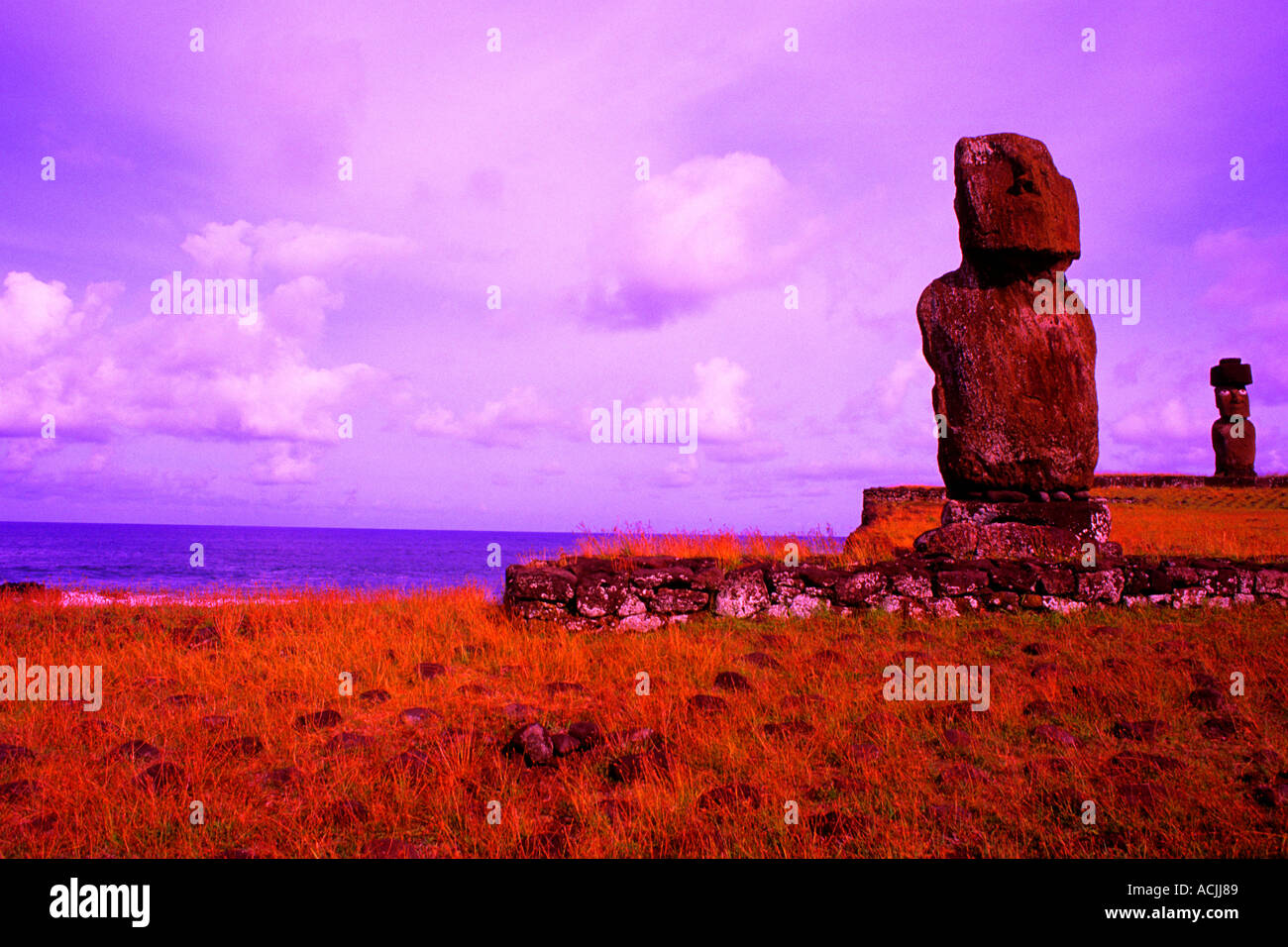 Tahai Platform Moai Statue Abstracts Easter Island during Tapati ...