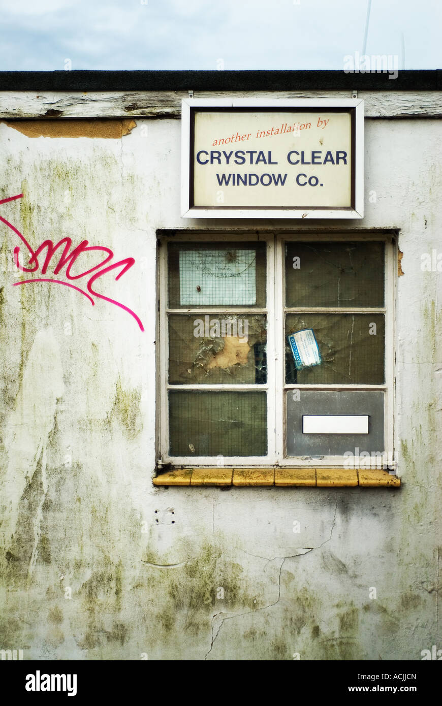 dirty cracked window Stock Photo - Alamy