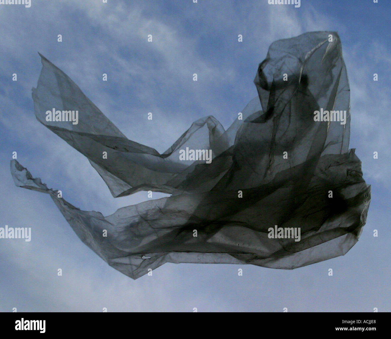 A large sheet of plastic floating in the sky Stock Photo - Alamy
