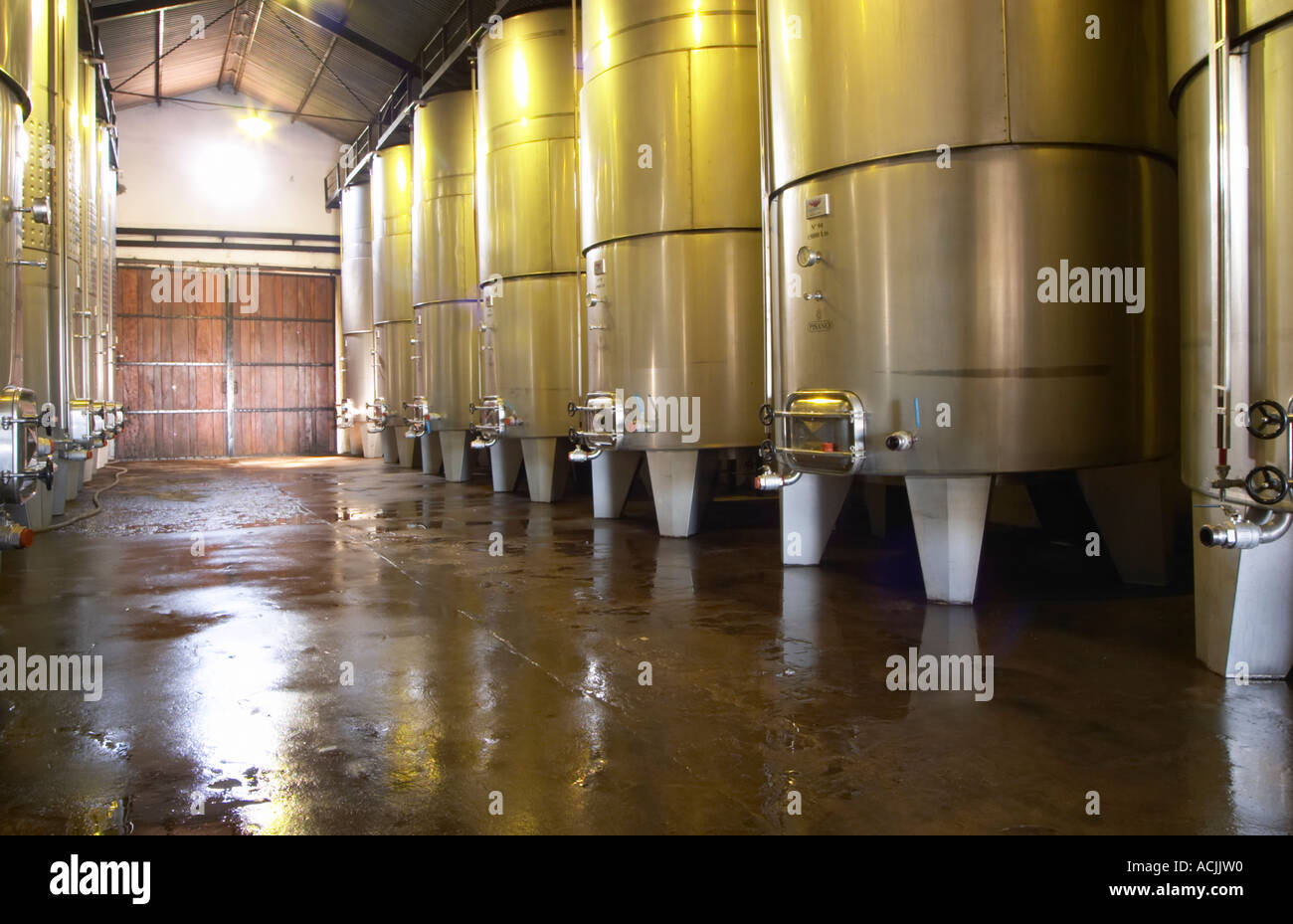 Modern stainless steel fermentation tanks in the newest part of the ...