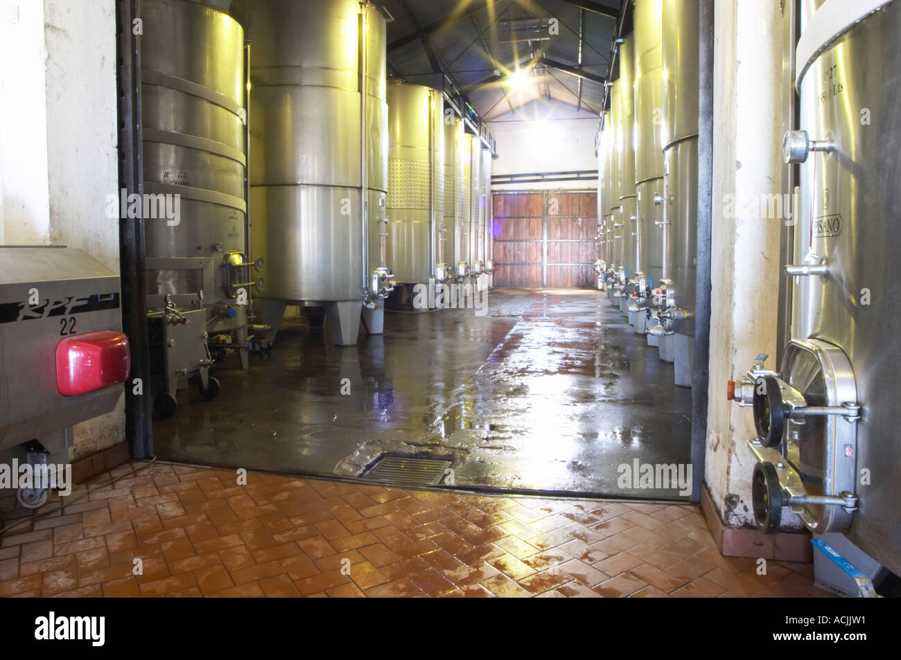 Modern stainless steel fermentation tanks in the newest part of the ...