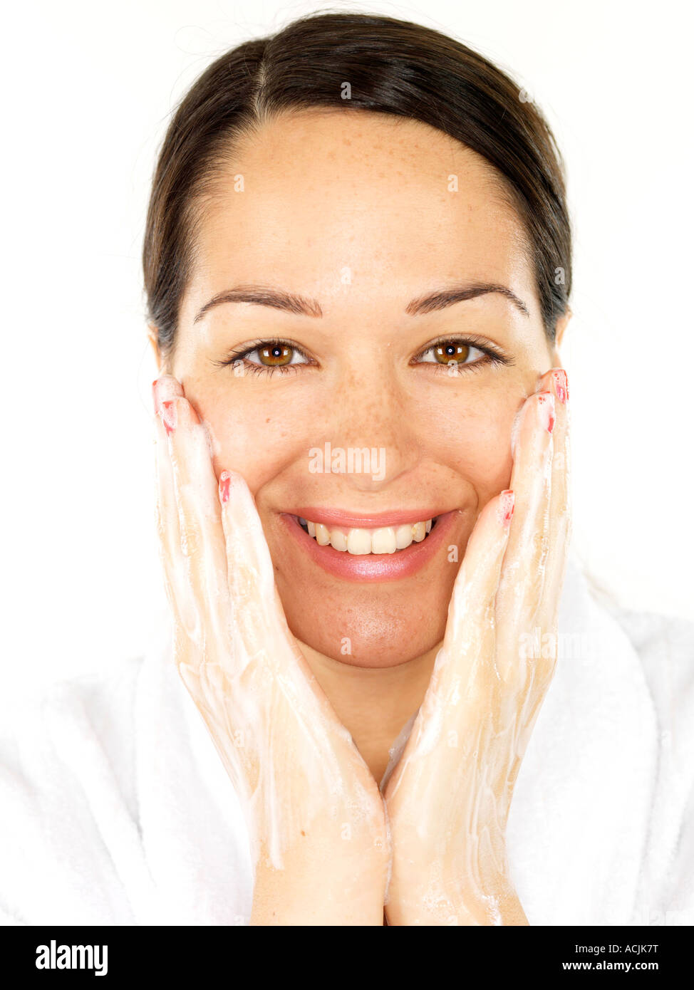 Young Woman Washing Face Model Released Stock Photo - Alamy