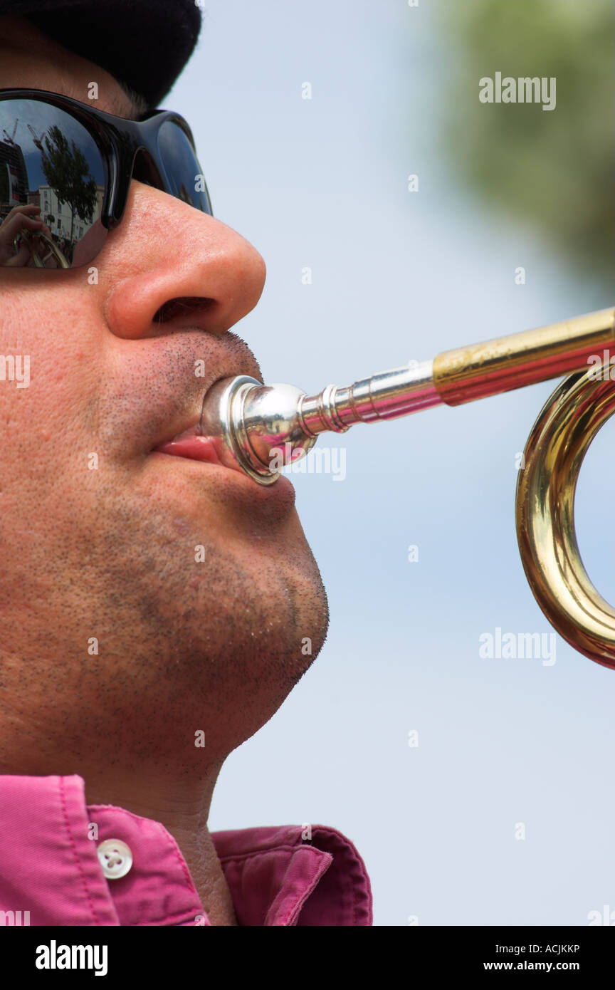 Man blowing trumpet hi-res stock photography and images - Alamy