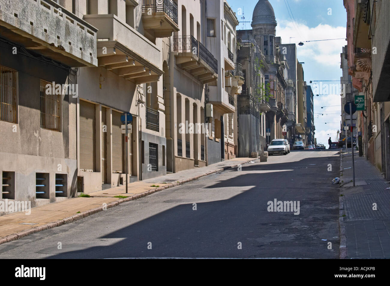 A street in the old town of Montevideo. Not far from the Harbor market ...
