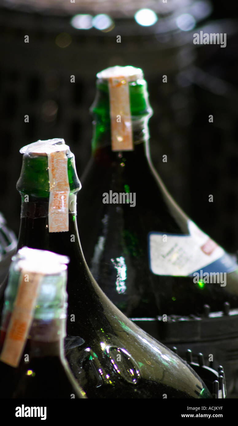 Large demijohns of basic vin rosado, semi-sweet light red rose wine ...