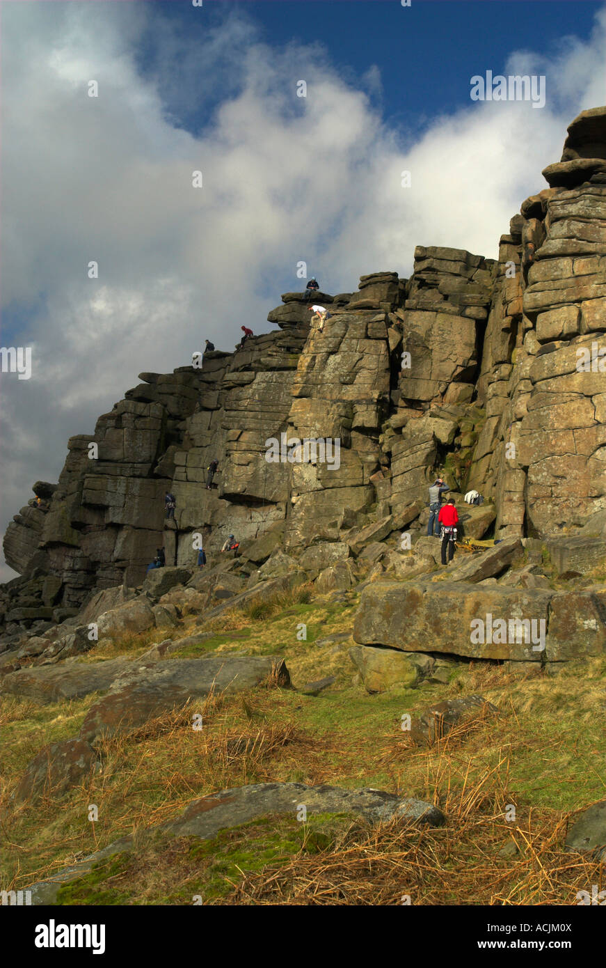 Climbing Stanage Edge, English Peak Distirct Stock Photo - Alamy