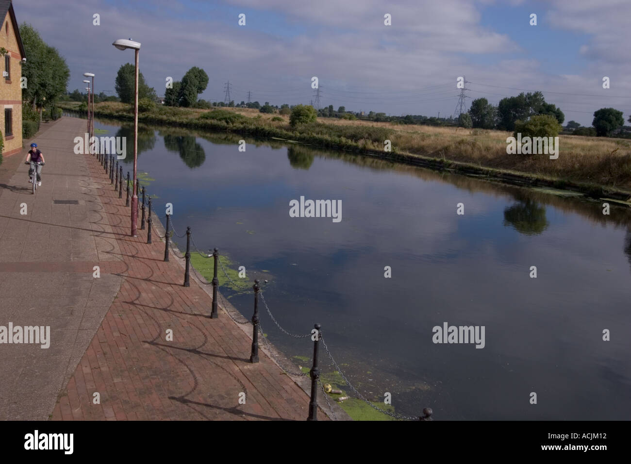 River Lea Lee Navigation with Walthamstow Marshes in background and ...