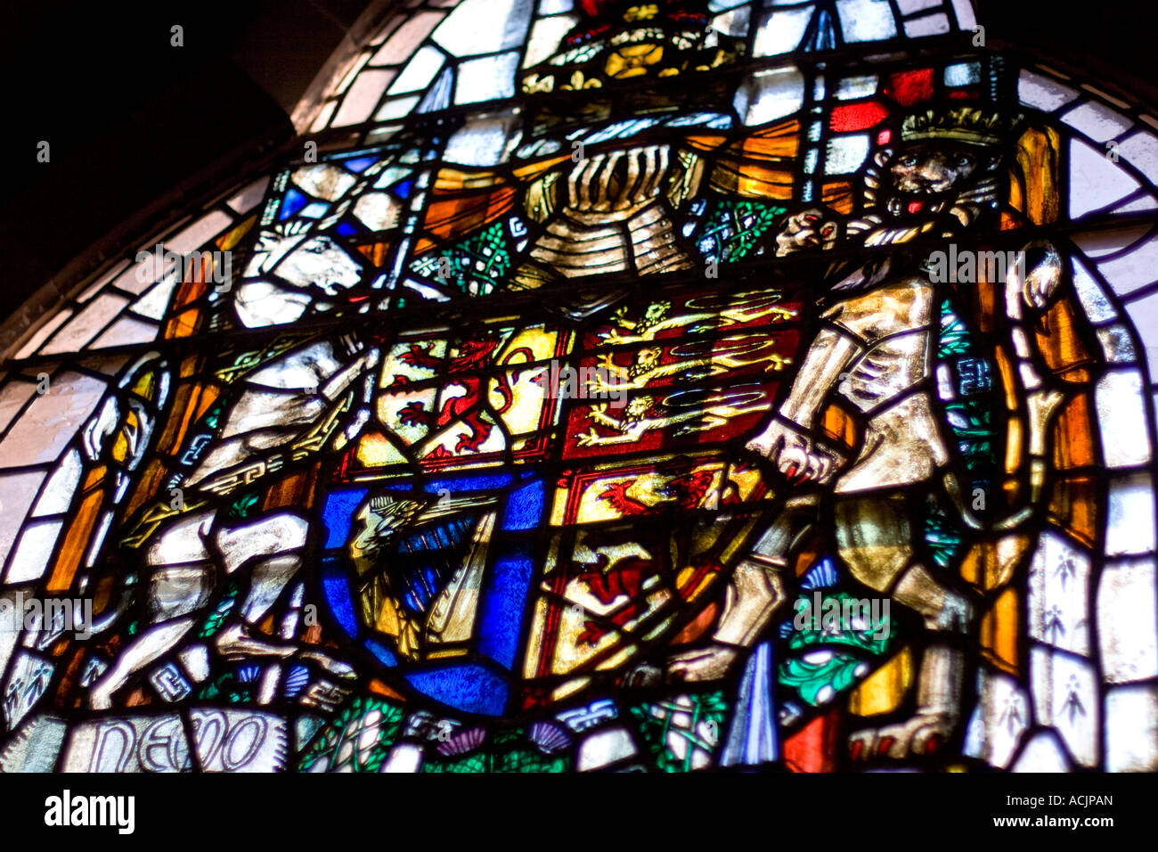 Stained glass window in the entrance hall of the National Portrait ...
