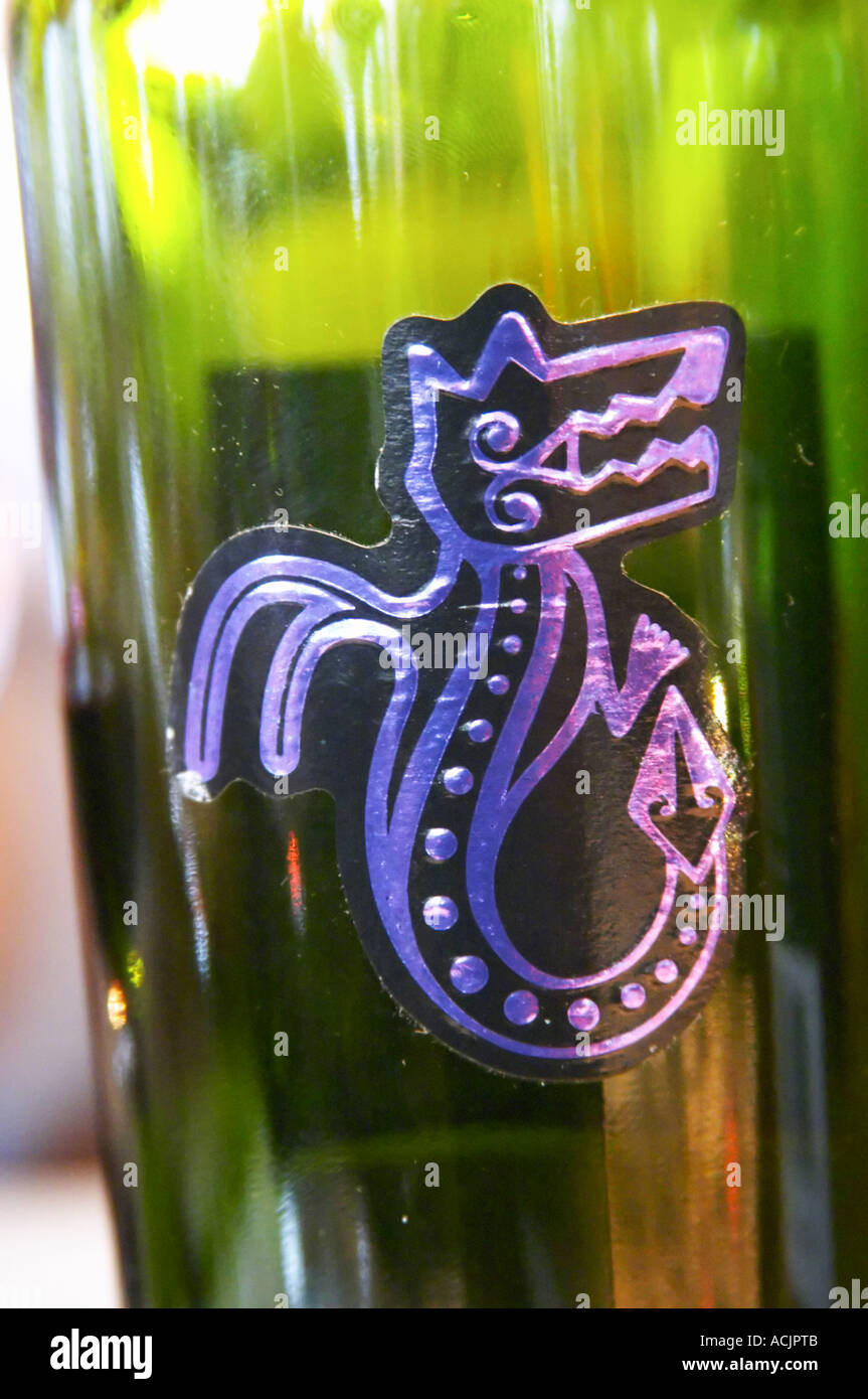 Detail of the Chakana Bodega Winery label showing the dragon design ...