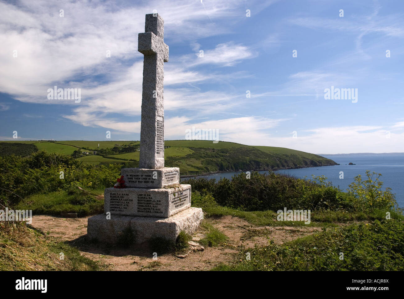 War memorial at Downend Point near Polperro Cornwall Stock Photo - Alamy