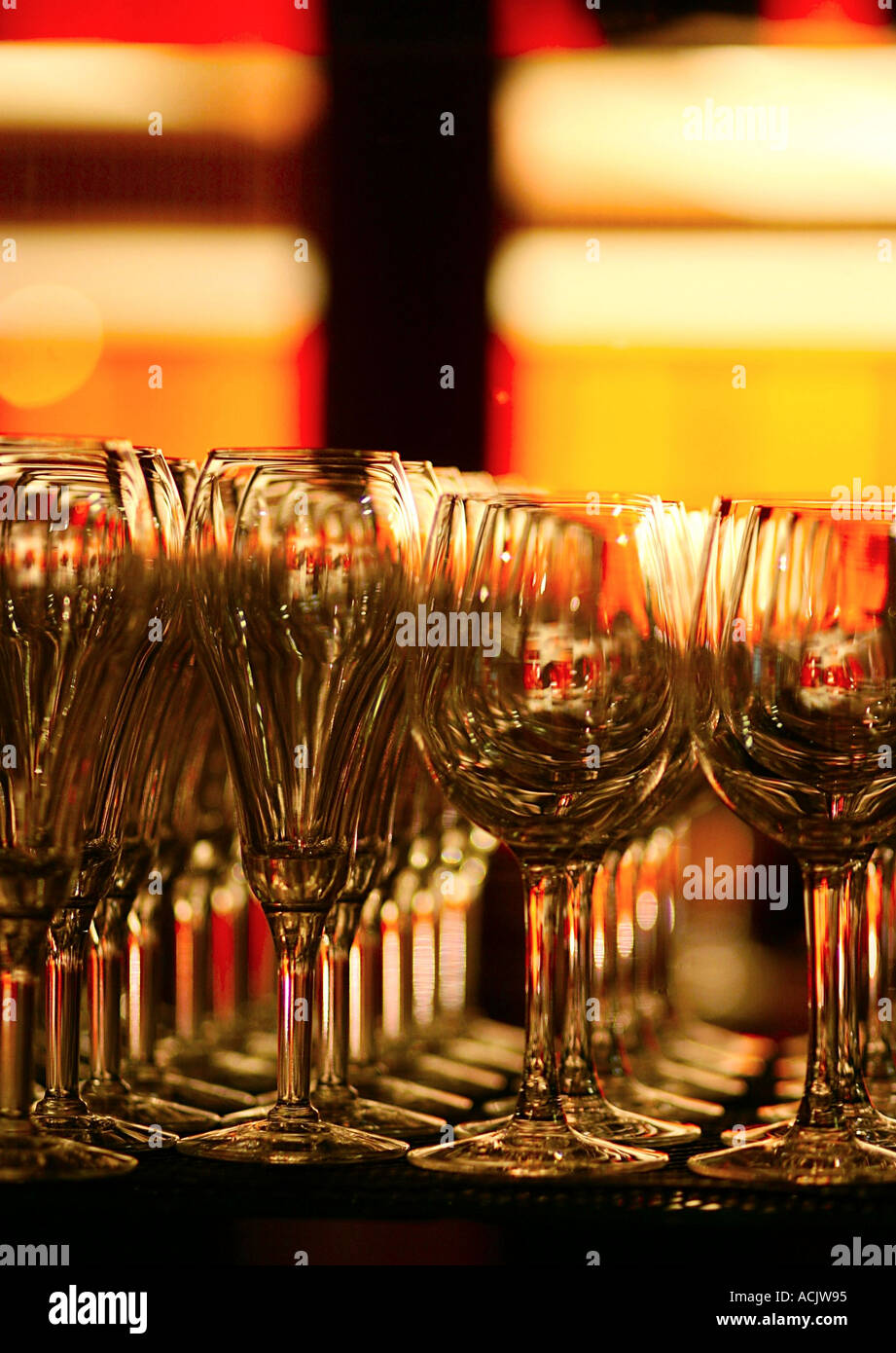 COCKTAIL GLASSES IN LINES ON A BAR IN OXFORD UK Stock Photo - Alamy