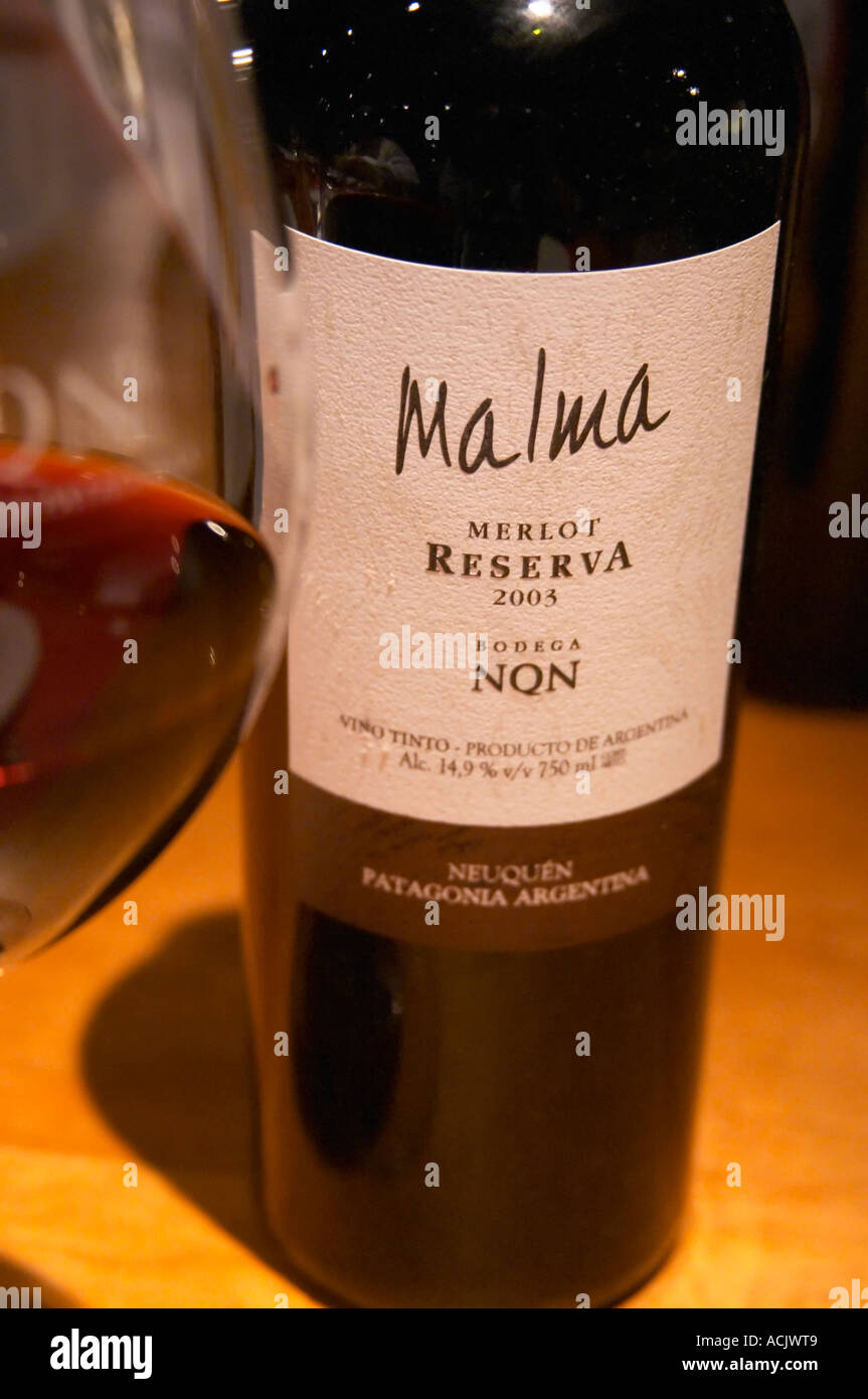 Bottle of Malma Reserva Merlot NQN Bodega NQN Winery, Vinedos de la ...