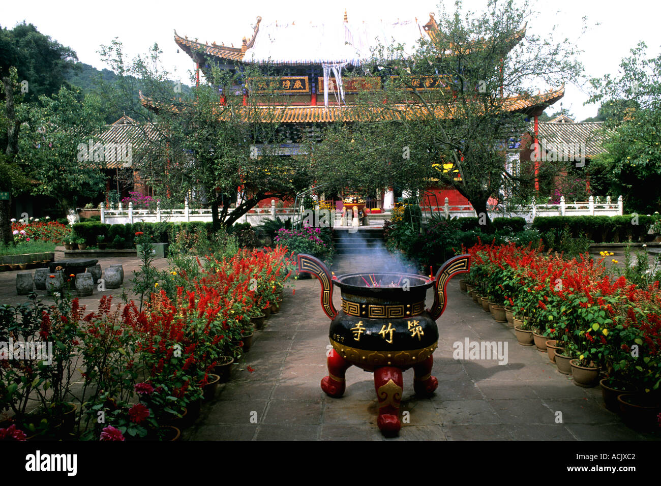 Incense burning at beautiful Bamboo Village in Kumming China Stock ...