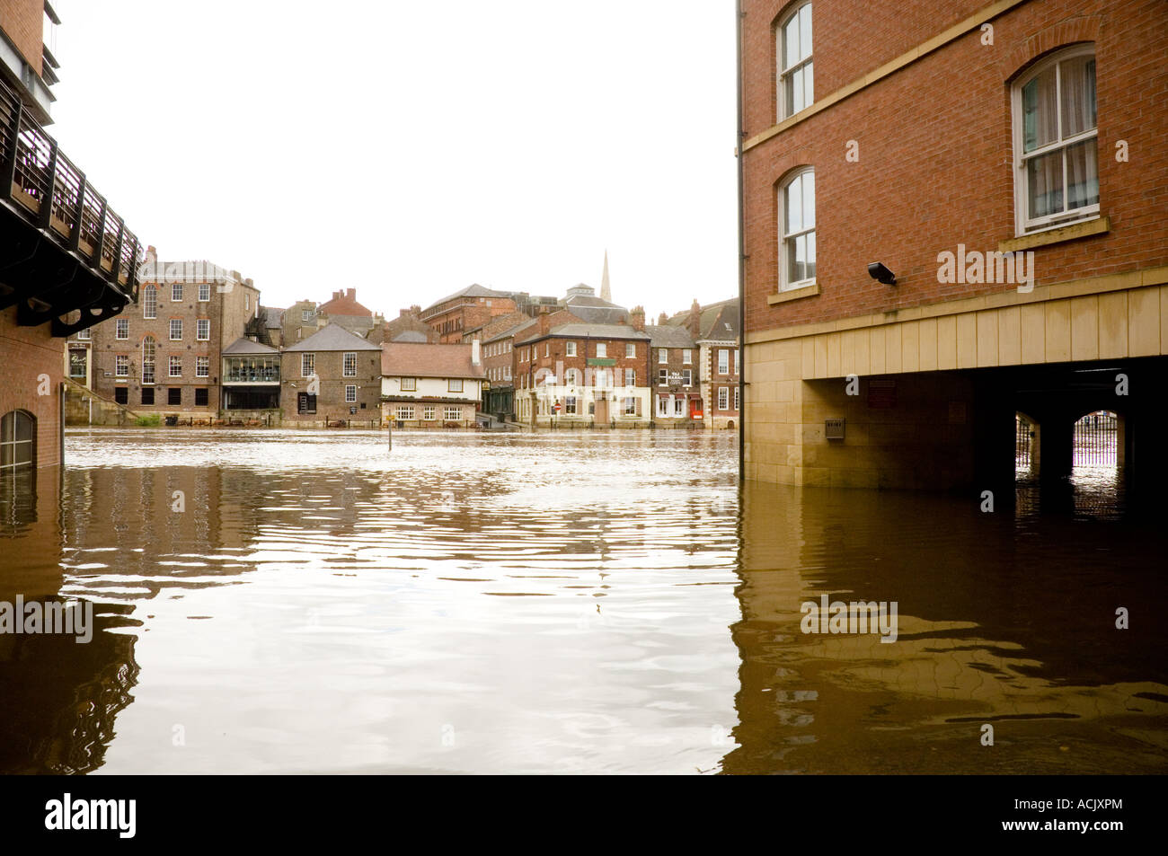 Flooded buildings on Queen's Staith looking towards King's Staith also ...