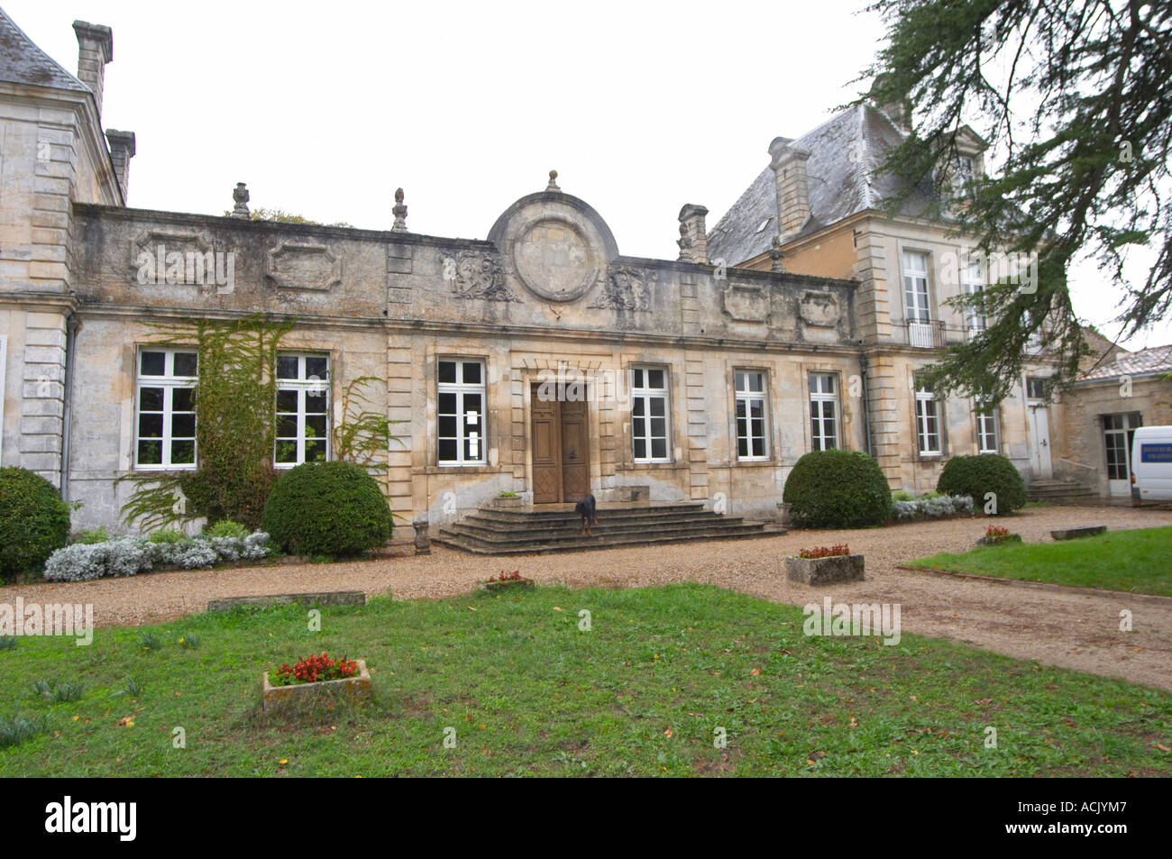 The front towards the gate and court yard of the chateau building with ...