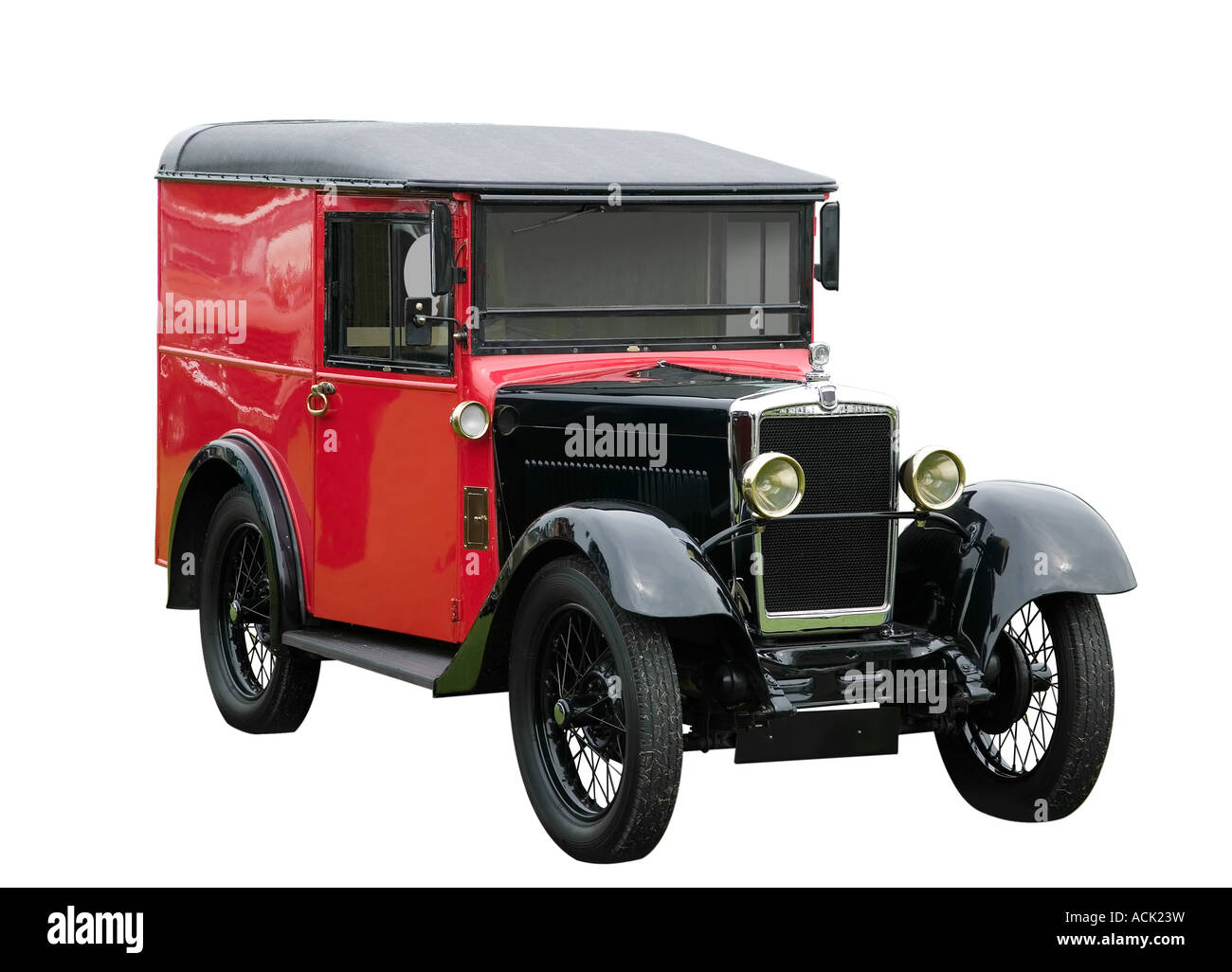 Vintage red delivery van isolated on white With clipping path Stock ...