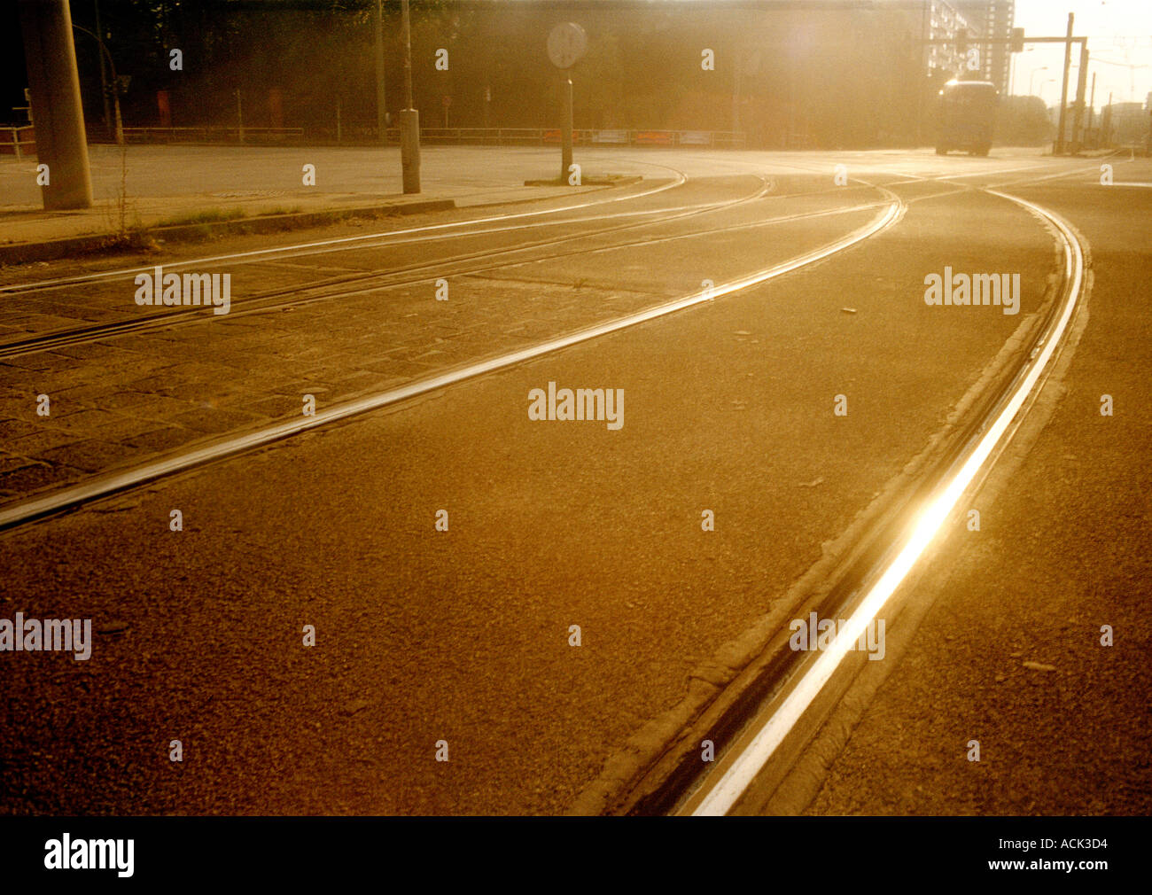 Berlin Germany streetcar tracks Stock Photo - Alamy