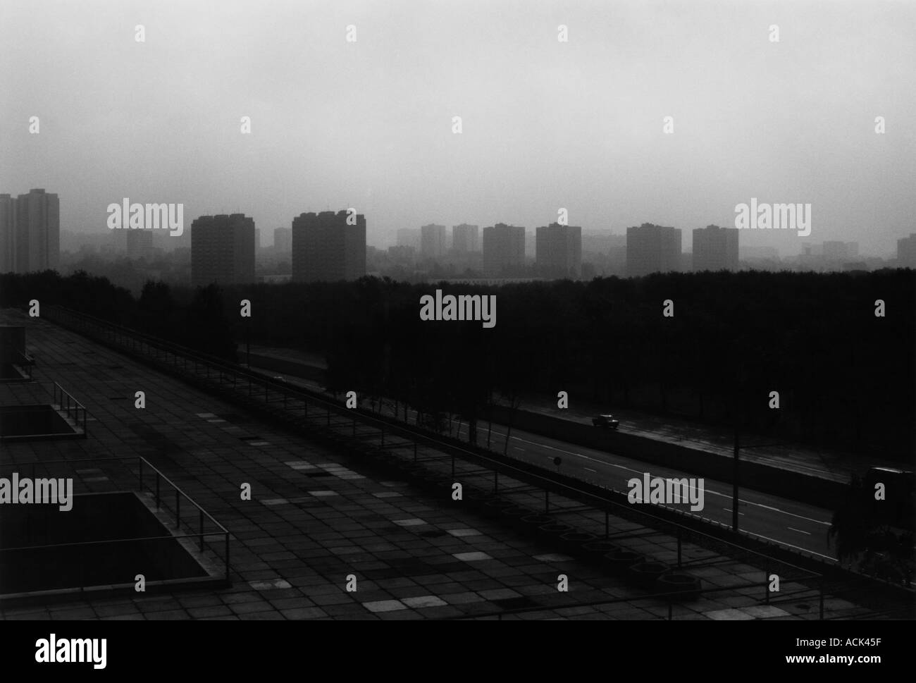 Apartment buildings on the horizon Stock Photo - Alamy