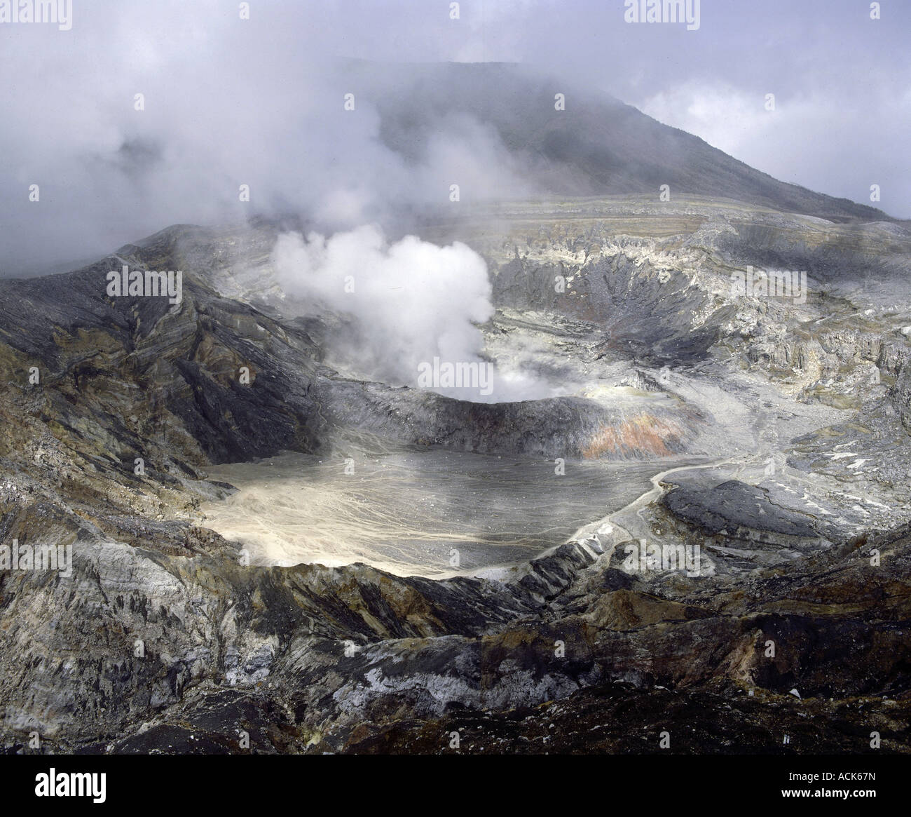 geography / travel, Costa Rica, mountains, vulcano Poas, view in crater ...