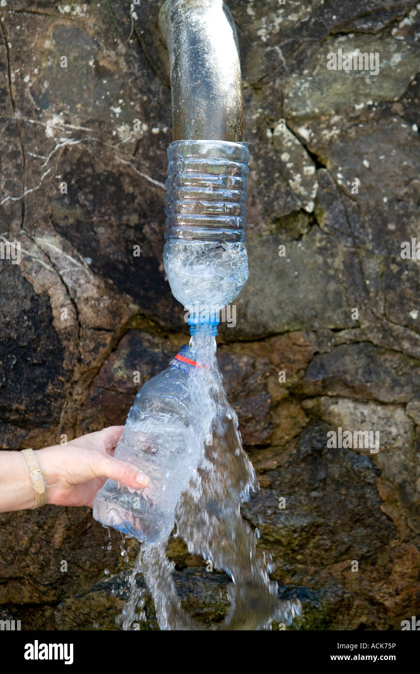 Natural Malvern Hills spring water gushing from the hillside in ...
