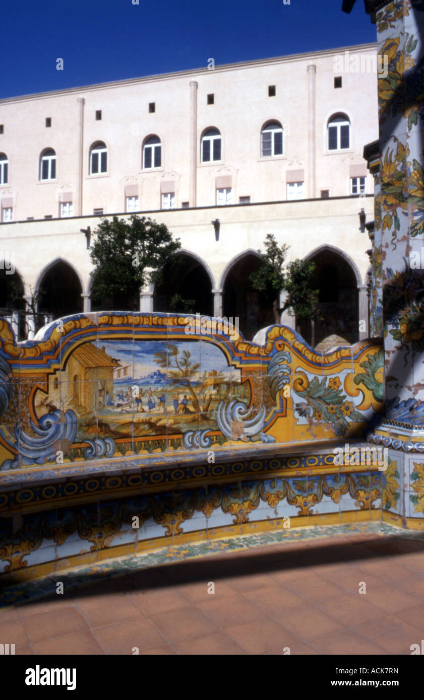 Majolica-tiled cloister Santa Chiara Monastery Complex Piazza del Gesu ...