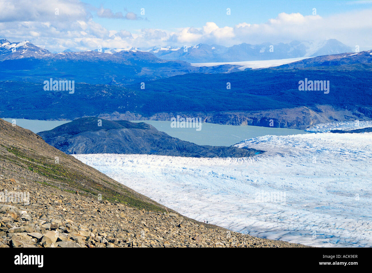 Lago Grey and Great Southern Ice Cap Glacier, from Paso John Gardener ...