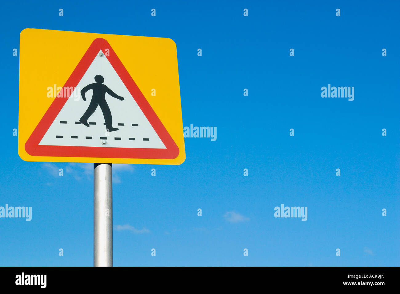 Caution - pedestrian crossing sign Stock Photo - Alamy