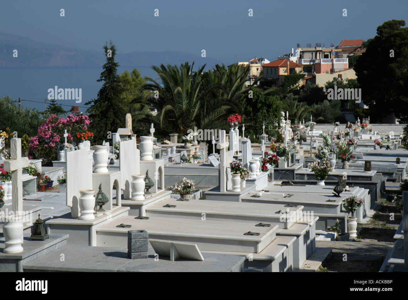 Graveyard in the old part of Platanias, Crete, Greece Stock Photo - Alamy