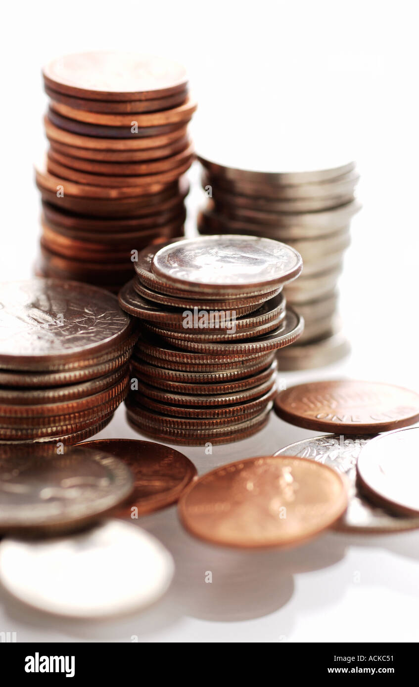 stacks of US coins Stock Photo - Alamy