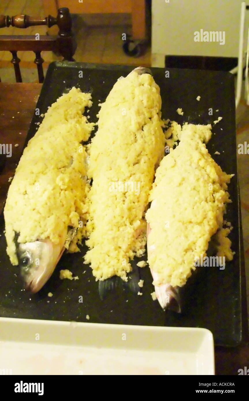 How to prepare fish baked in the oven in salt crust (en croute de sel ...