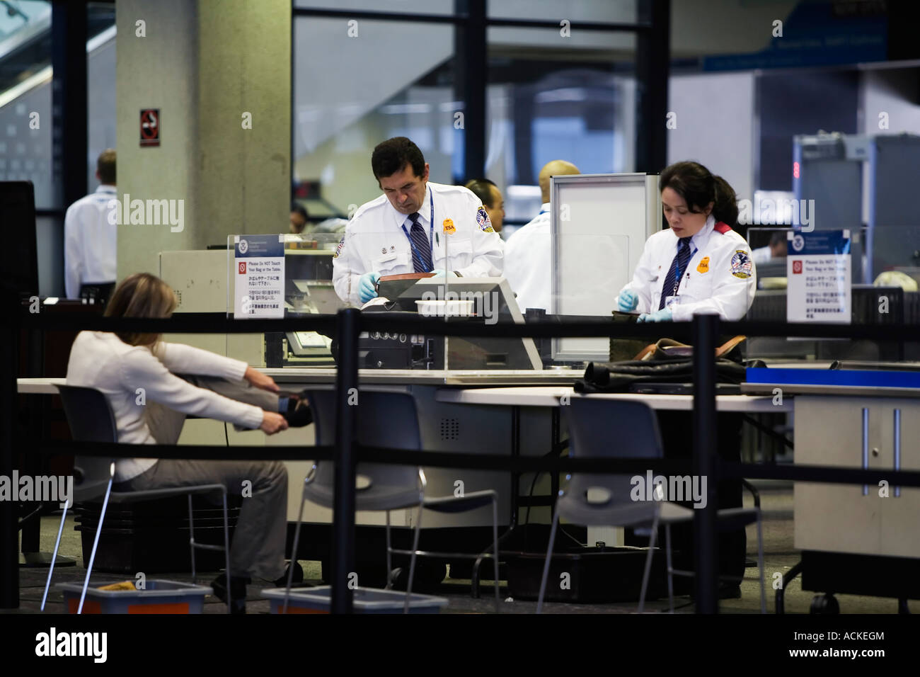 A TSA security check point at San Francisco International Airport Stock ...