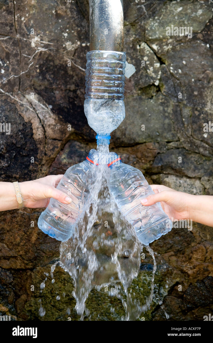 Natural Malvern Hills spring water gushing from the hillside in ...
