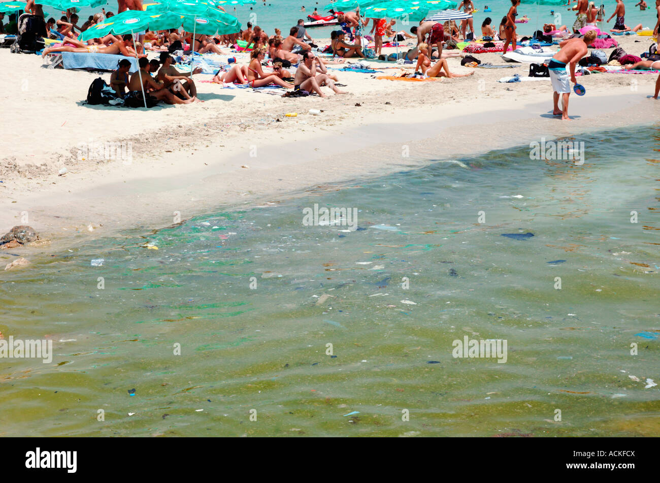 Cyprus Agia Napa waste garbage and dirt floating in the Mediterranean ...