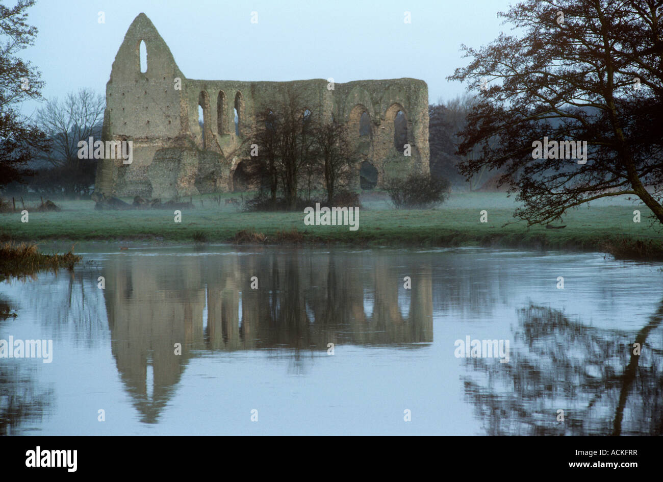 Newark Priory & River Wey, Pyrford, Ripley, Surrey, UK Stock Photo - Alamy