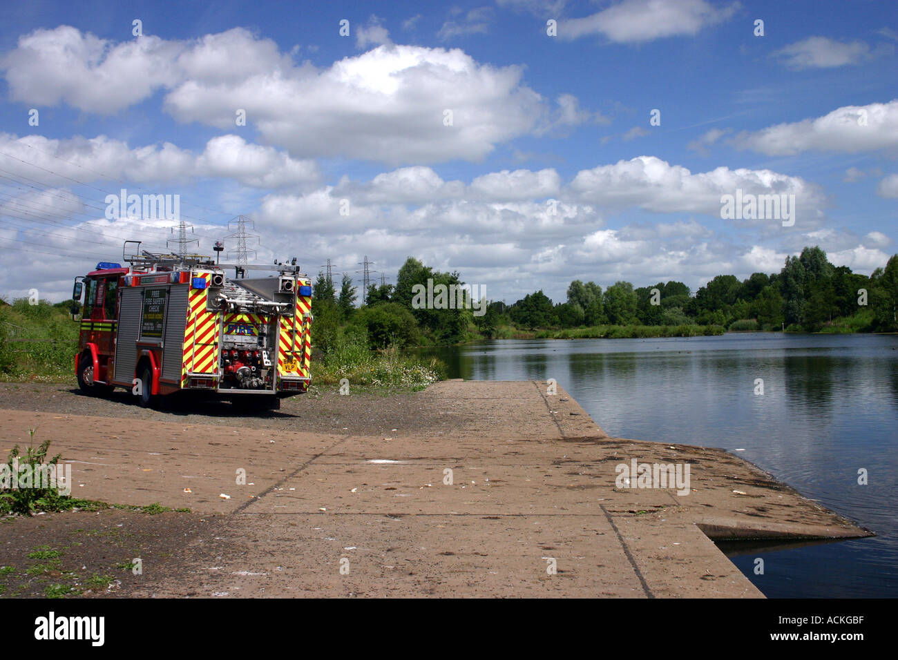 Fire engine at Forge Mill Lake Birmingham Stock Photo - Alamy