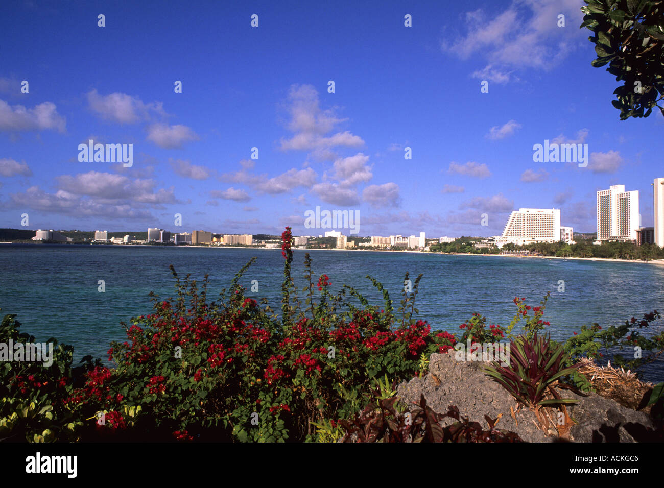 Beautiful beaches and hotels along Tumon Bay in Guam USA Stock Photo ...