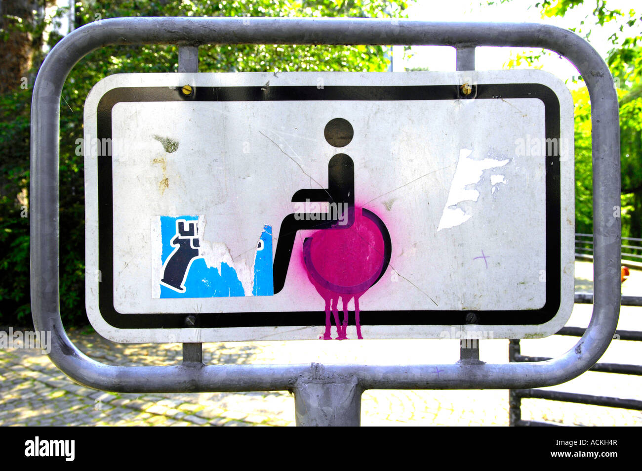 disabled parking sign stupid mornic youth urban street wheelchair pink ...