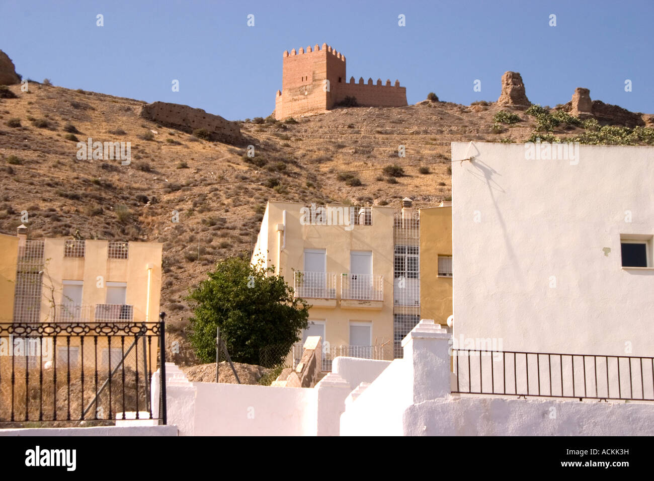 Moorish castle on hill above Tabernas, Andalucia, Spain Stock Photo - Alamy