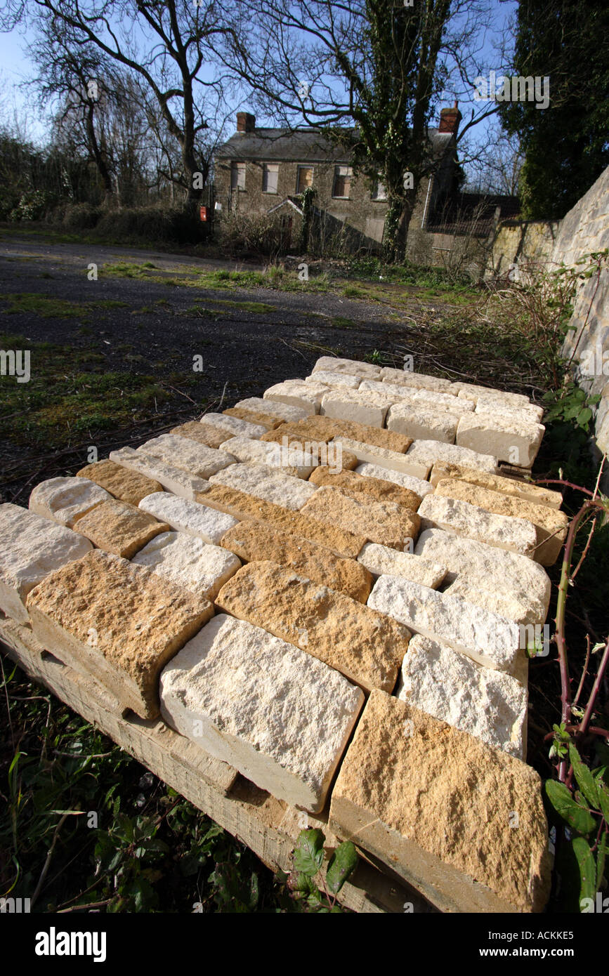 Sample stonework for new build using traditional building methods Stock ...