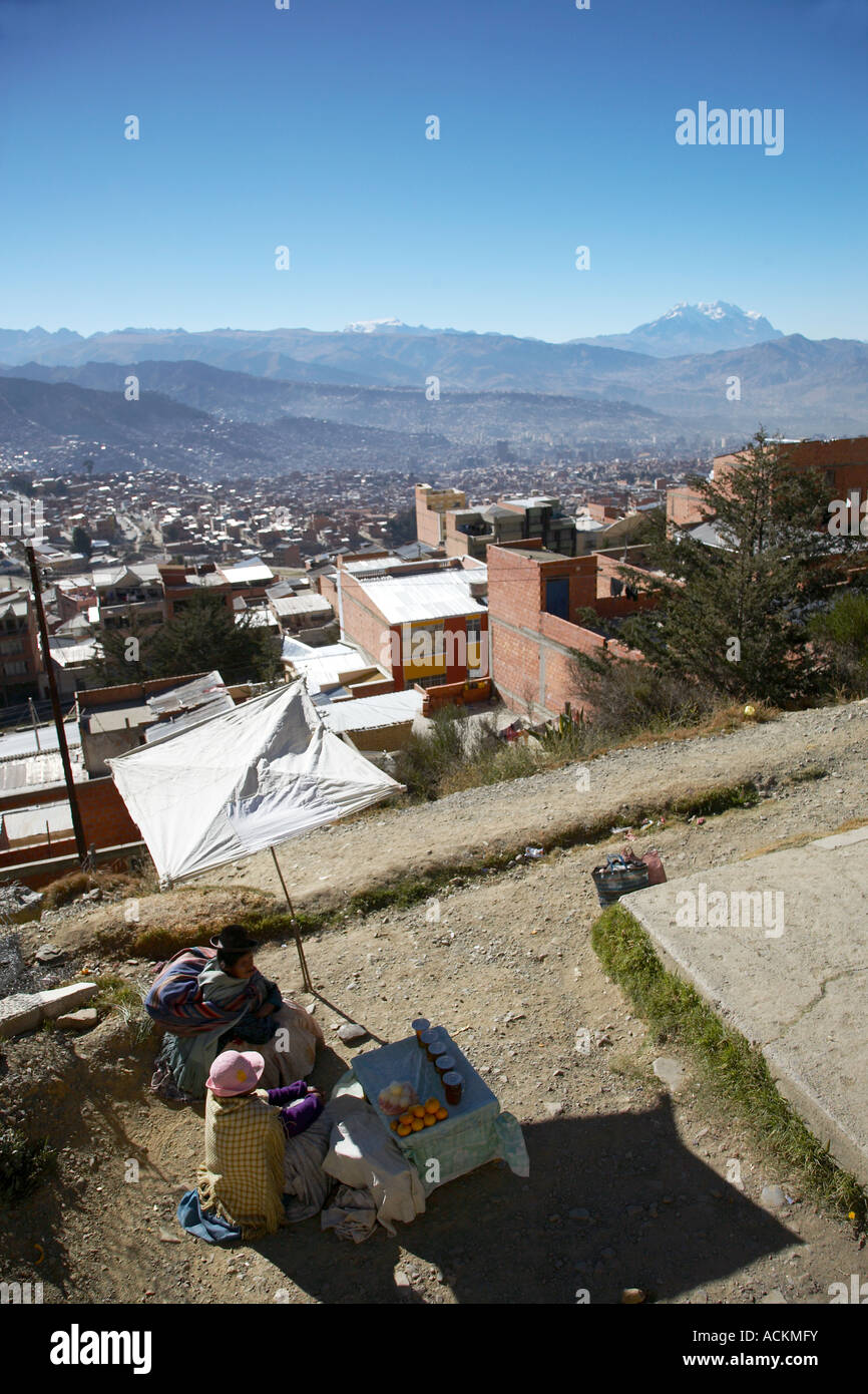 Bombin woman stall view of la paz bolivia hi-res stock photography and ...