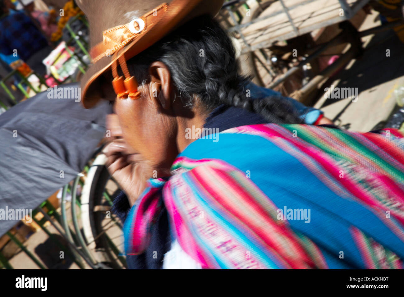 Peruvian bowler hat women in market, Puno, Peru Stock Photo - Alamy