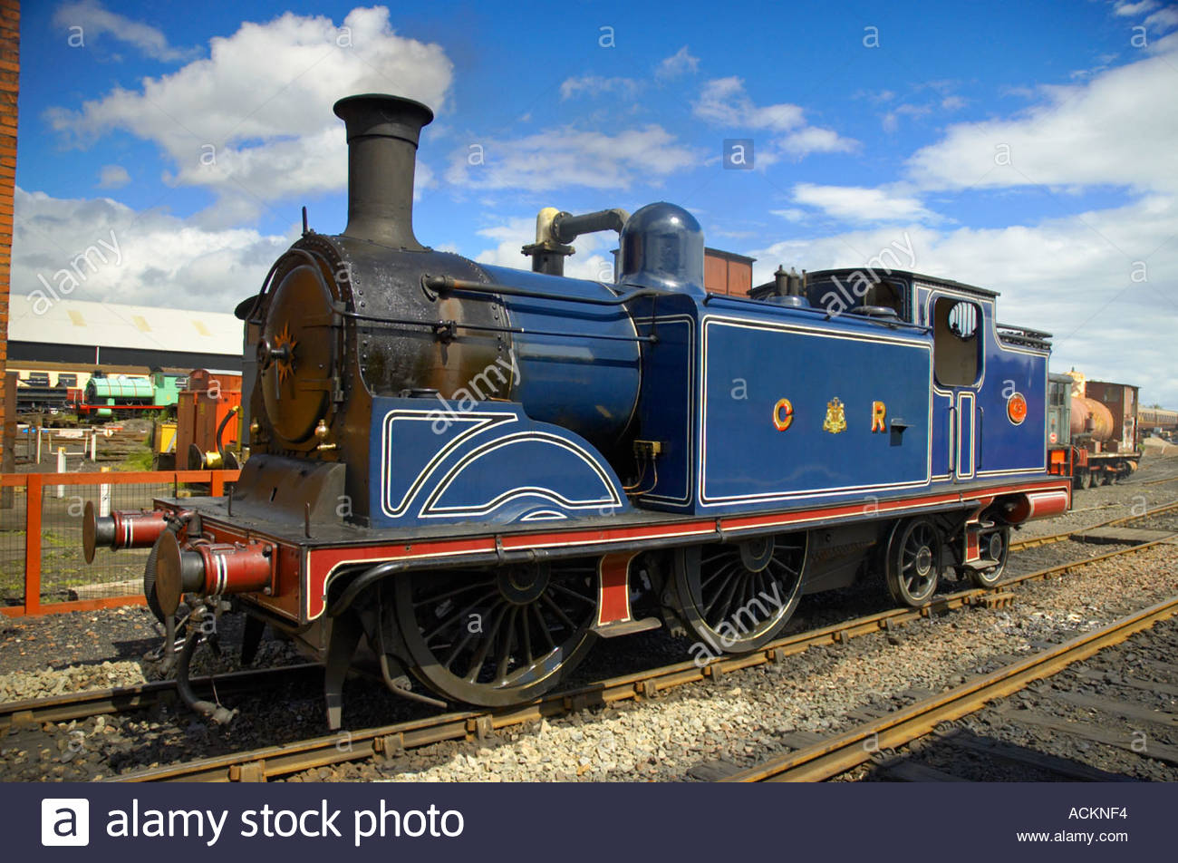 A gleaming old steam railway engine fully restored Stock Photo - Alamy