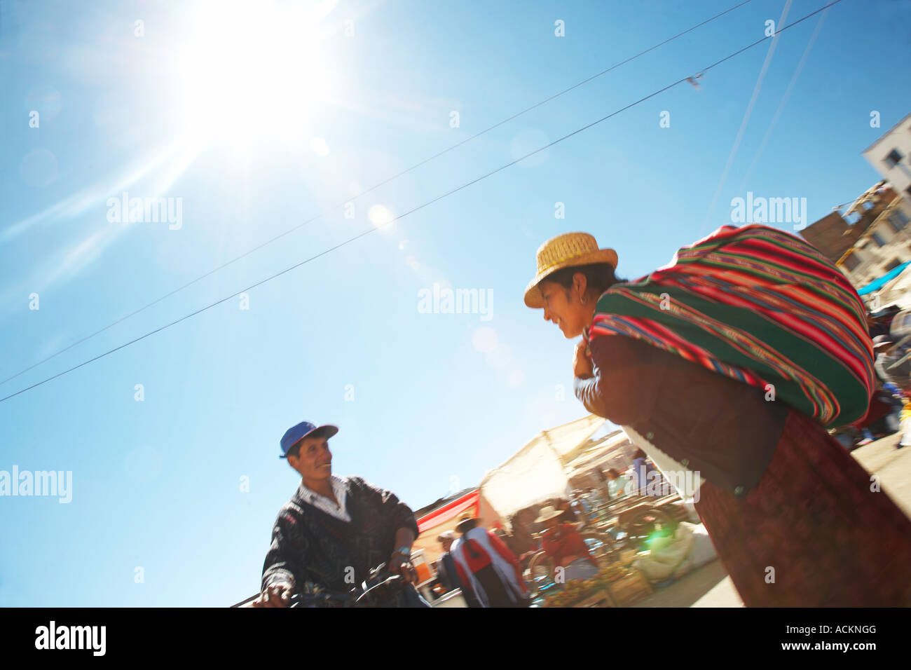 Peruvian woman in straw hat in market, Peru Stock Photo - Alamy