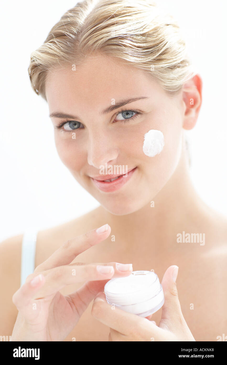 Woman white beauty product hi-res stock photography and images - Alamy