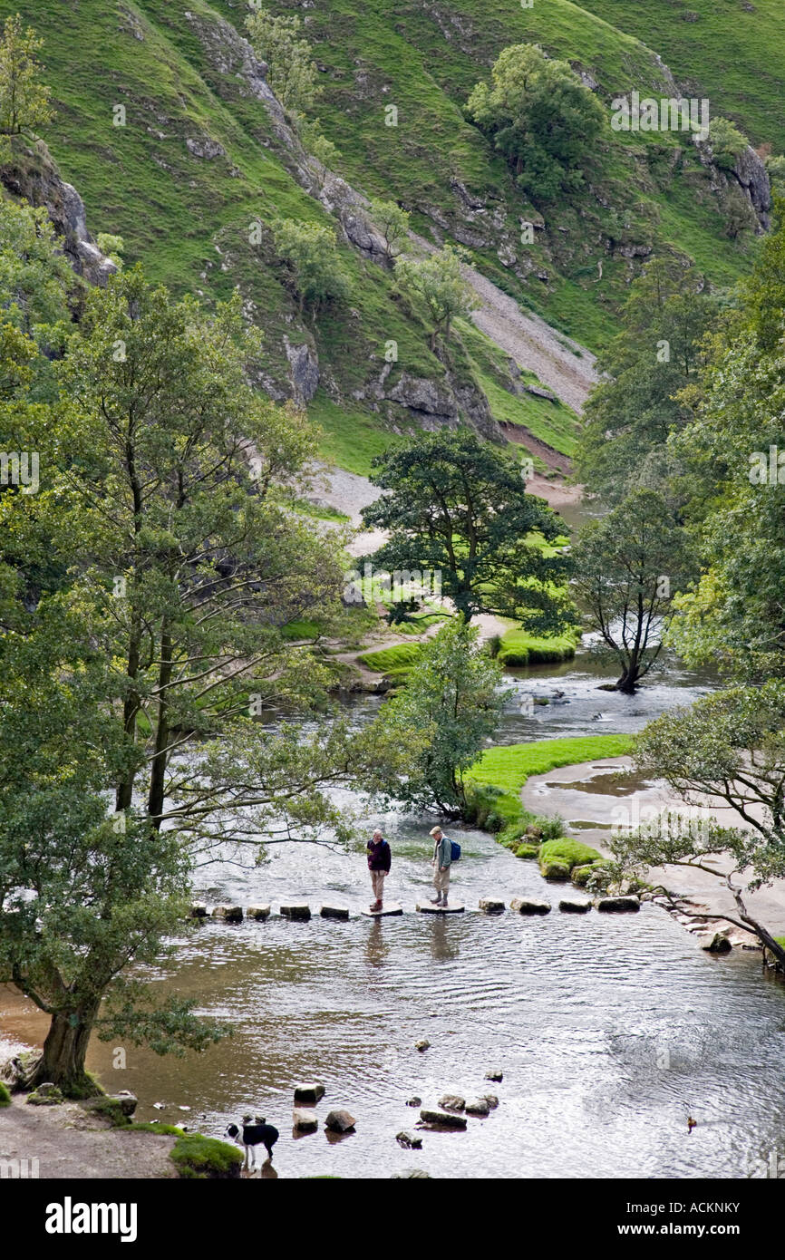 Steep Sided Dale Valley River Dove Stepping Stones Dovedale Derbyshire ...